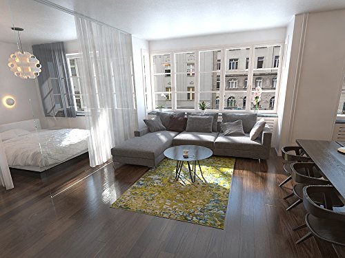 Unique Loom Jardin Collection Colorful, Vibrant, Abstract, Modern Area Rug, 5 x 8 ft, Green/Olive