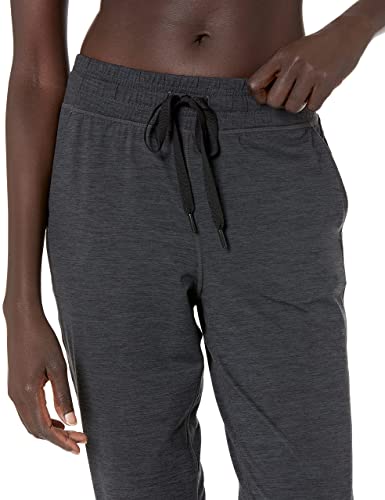 Amazon Essentials Athletic Pants for Women, Brushed Tech Stretch Lounge Joggers, Plus Size Available, Black Space Dye, Medium