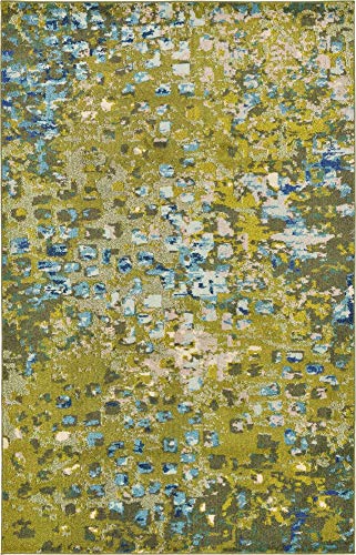 Unique Loom Jardin Collection Colorful, Vibrant, Abstract, Modern Area Rug, 5 x 8 ft, Green/Olive