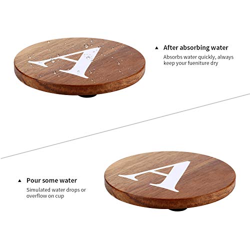 Wood Coasters Set, Natural Wooden Letters Coasters for Drinks, Set of 4 Wood Coasters, Wedding Coasters, Personalized Coasters Customizable with Name, Monogrammed Letter M