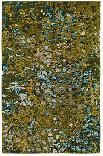 Unique Loom Jardin Collection Colorful, Vibrant, Abstract, Modern Area Rug, 5 x 8 ft, Green/Olive