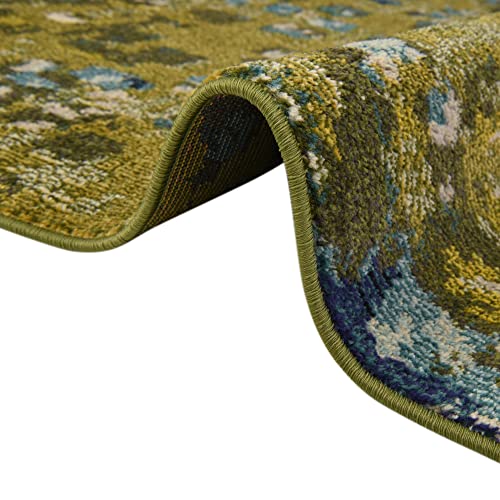 Unique Loom Jardin Collection Colorful, Vibrant, Abstract, Modern Area Rug, 5 x 8 ft, Green/Olive