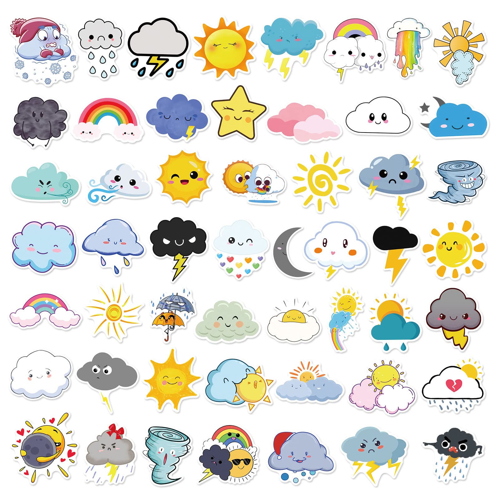 Funny Weather Stickers for Teens Inspirational Sticker for Water Bottles,Laptop,Bumper,Phone, Waterproof, Matte, 50 Pieces (Funny Weather)