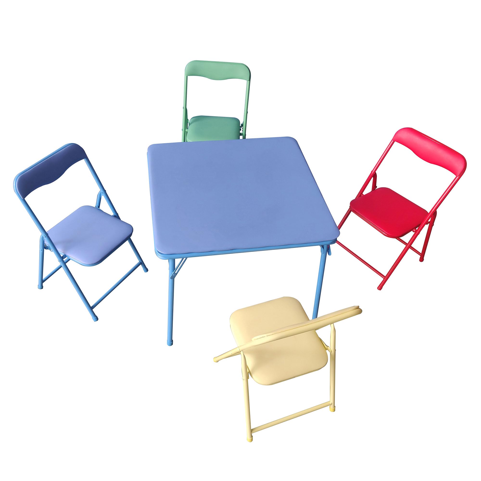 Plastic Development Group CH2023 5 Piece Colorful Kids Activity Foldable Table and Chair Furniture Set for Home Playrooms, Multicolor