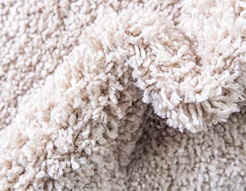 Unique Loom Davos Shag Collection Modern Luxuriously Soft & Cozy Shag Area Rug (5' 0 x 8' 0 Rectangular, Linen)