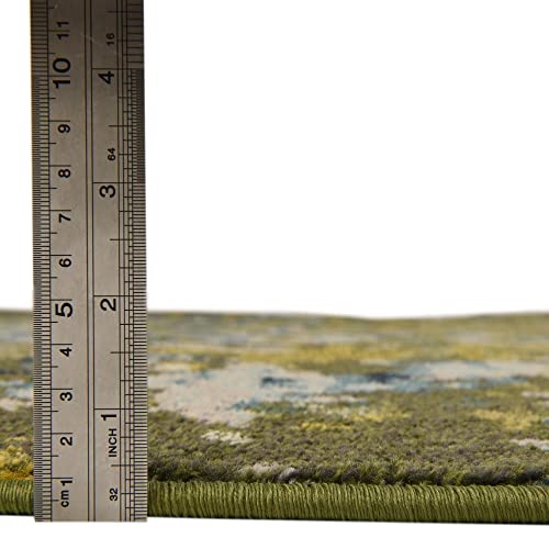 Unique Loom Jardin Collection Colorful, Vibrant, Abstract, Modern Area Rug, 5 x 8 ft, Green/Olive