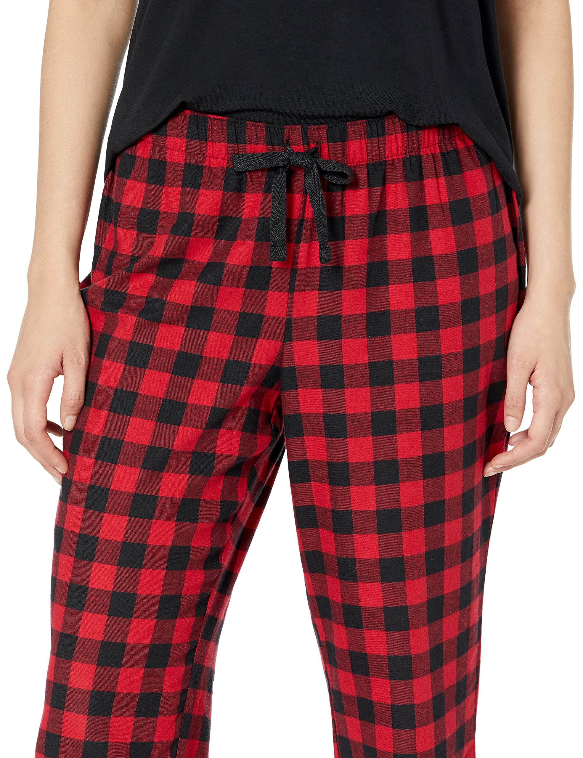 Amazon Essentials Women's Flannel Pajama Sleep Pant, Red Buffalo Check, Small