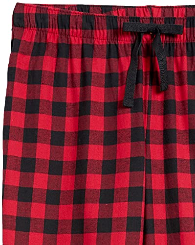 Amazon Essentials Women's Flannel Pajama Sleep Pant, Red Buffalo Check, Small