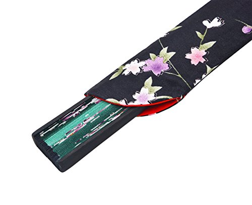 AmajijiĀ® Charming Elegant Modern Woman Handmade Bamboo Silk 8.27" (21cm) Folding Pocket Purse Hand Fan/Chinese Japanese Vintage Retro Style Handheld Folding Fan (Green)