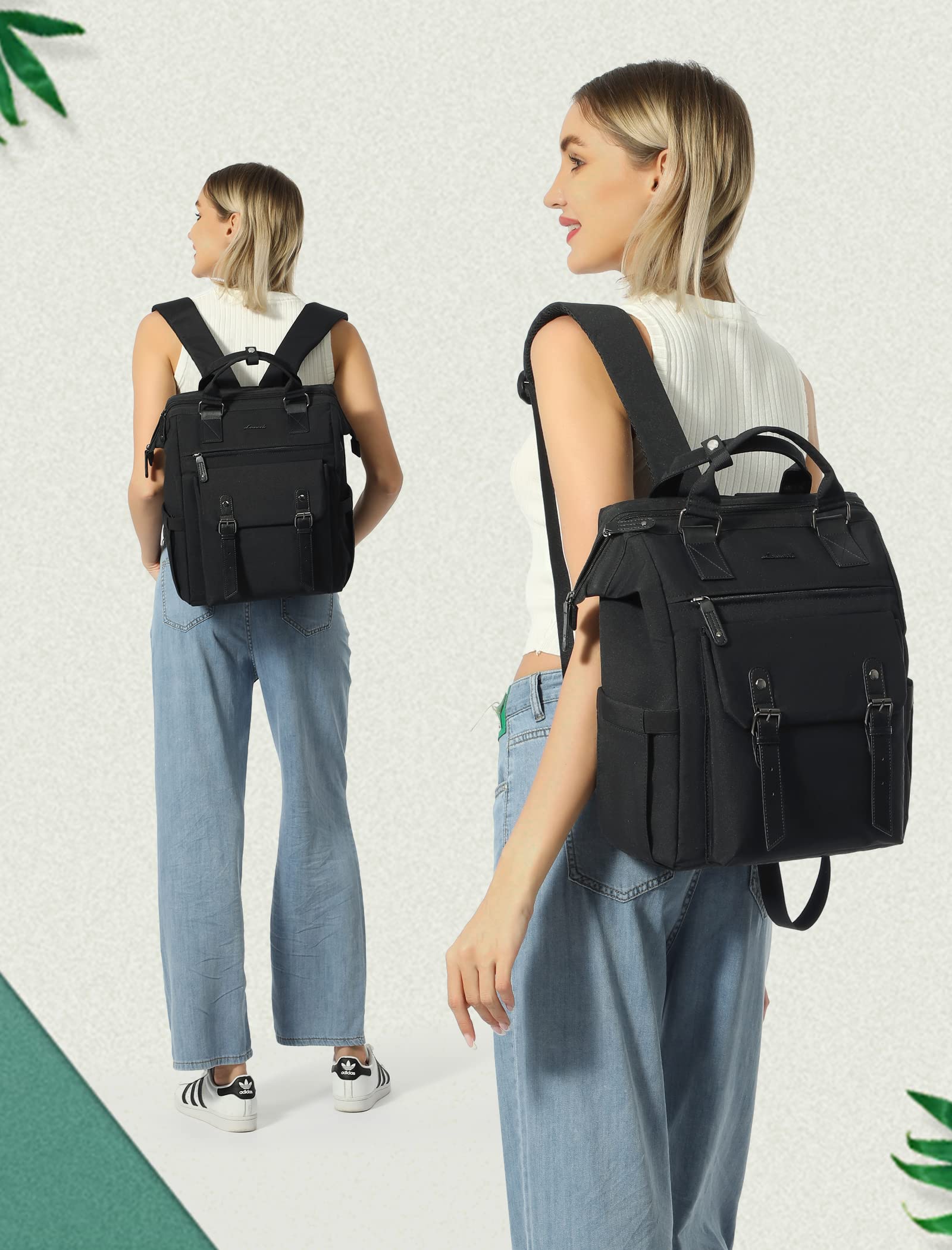 LOVEVOOK Laptop Backpack for Women, Teacher Nurse Bag Work Travel Computer Backpacks Purse,Water Resistant Daypack with USB Charging Port, 17.3 inch