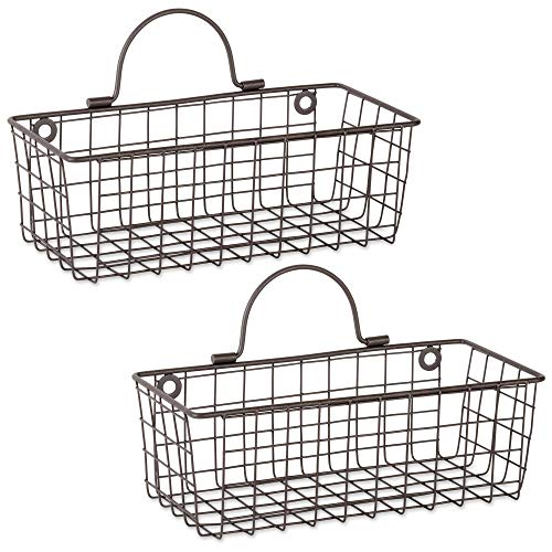 DII Farmhouse Vintage Décor, Wire Wall Basket, Small, Bronze, 2 Piece