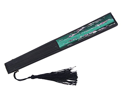 AmajijiĀ® Charming Elegant Modern Woman Handmade Bamboo Silk 8.27" (21cm) Folding Pocket Purse Hand Fan/Chinese Japanese Vintage Retro Style Handheld Folding Fan (Green)