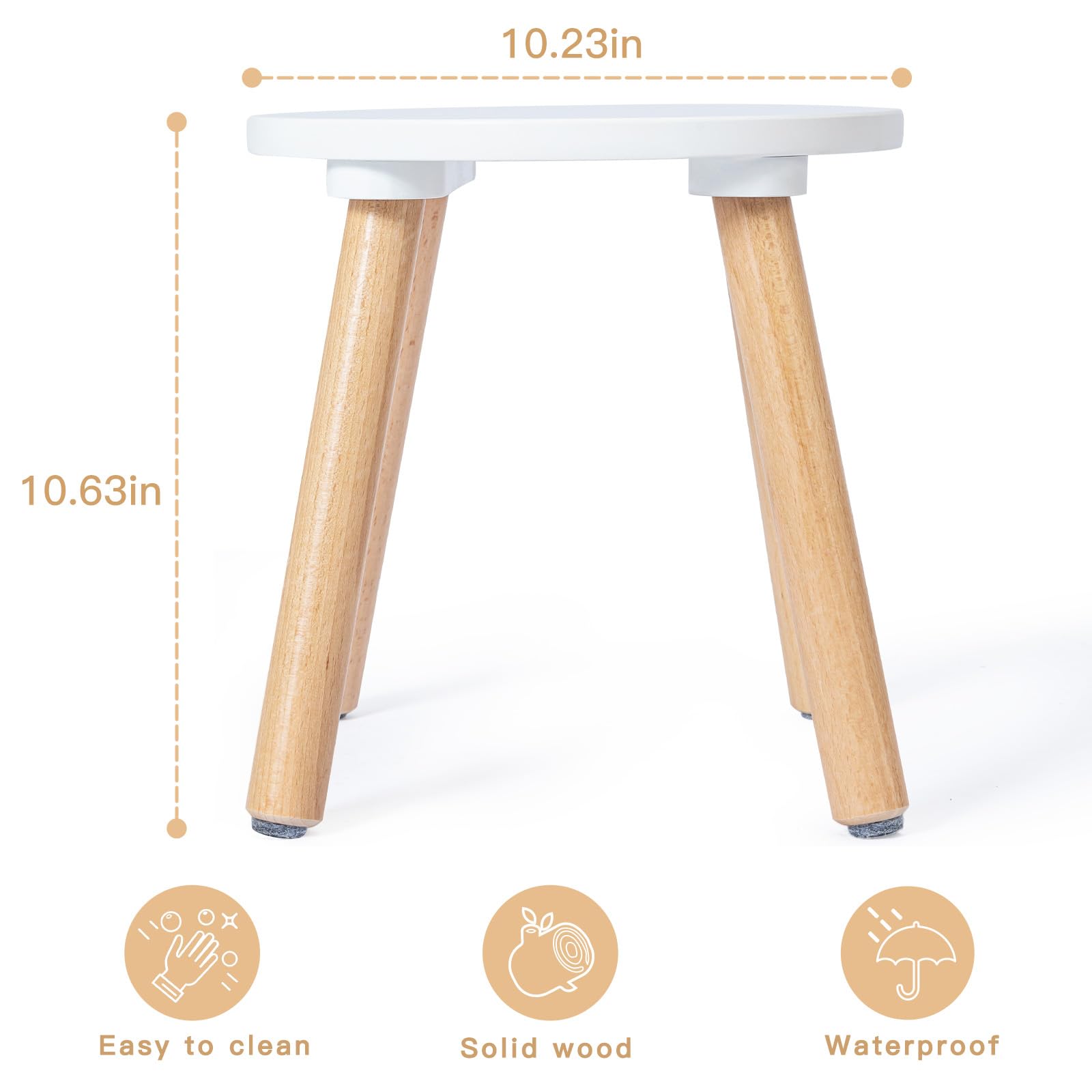 Frogprin 2 Pack Wooden Kids Stool, Perfect Matched Sensory Table, Toddler Step Stool Multi-Purpose Sitting Stool Children's Small Stool 10.23in Round Stool Stable Natural Anti-Slip