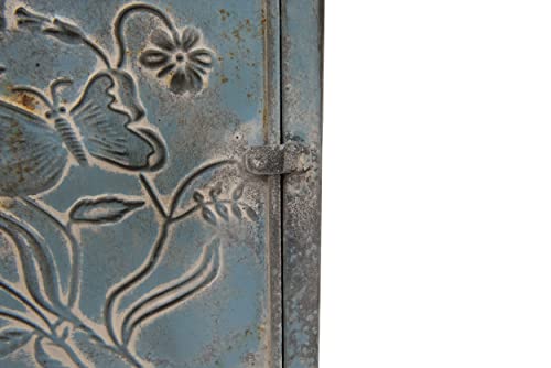 Creative Co-Op Distressed Blue Embossed Tin "Mail" Box