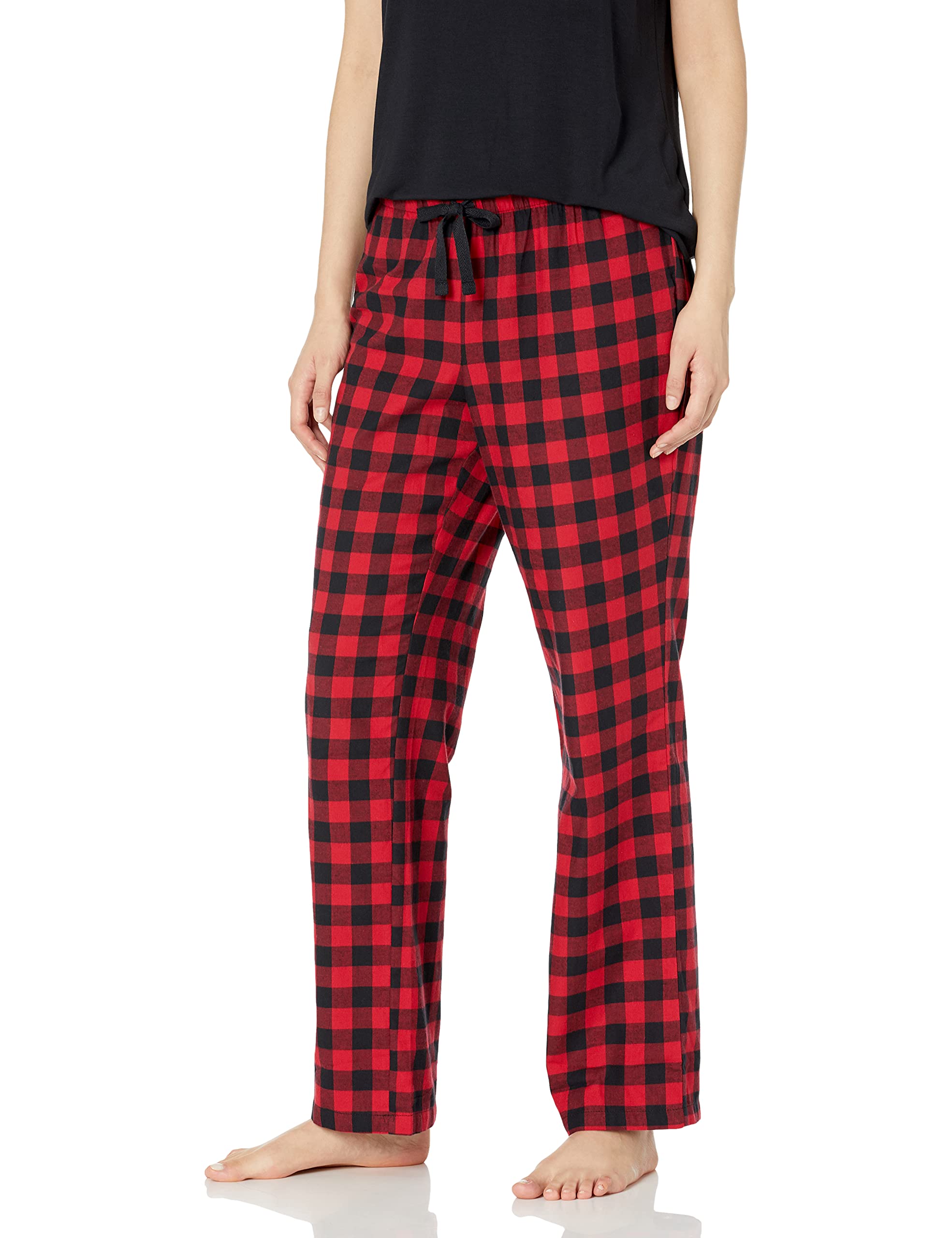 Amazon Essentials Women's Flannel Pajama Sleep Pant, Red Buffalo Check, Small