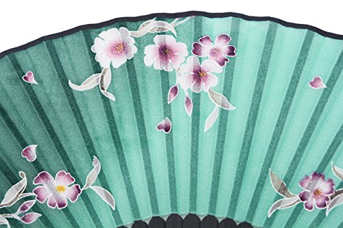 AmajijiĀ® Charming Elegant Modern Woman Handmade Bamboo Silk 8.27" (21cm) Folding Pocket Purse Hand Fan/Chinese Japanese Vintage Retro Style Handheld Folding Fan (Green)