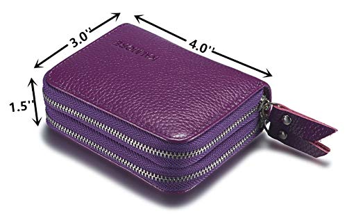 KALMORE Women Leather RFID Secured Spacious Cute Zipper Card Wallet Small Purse, Purple, One Size