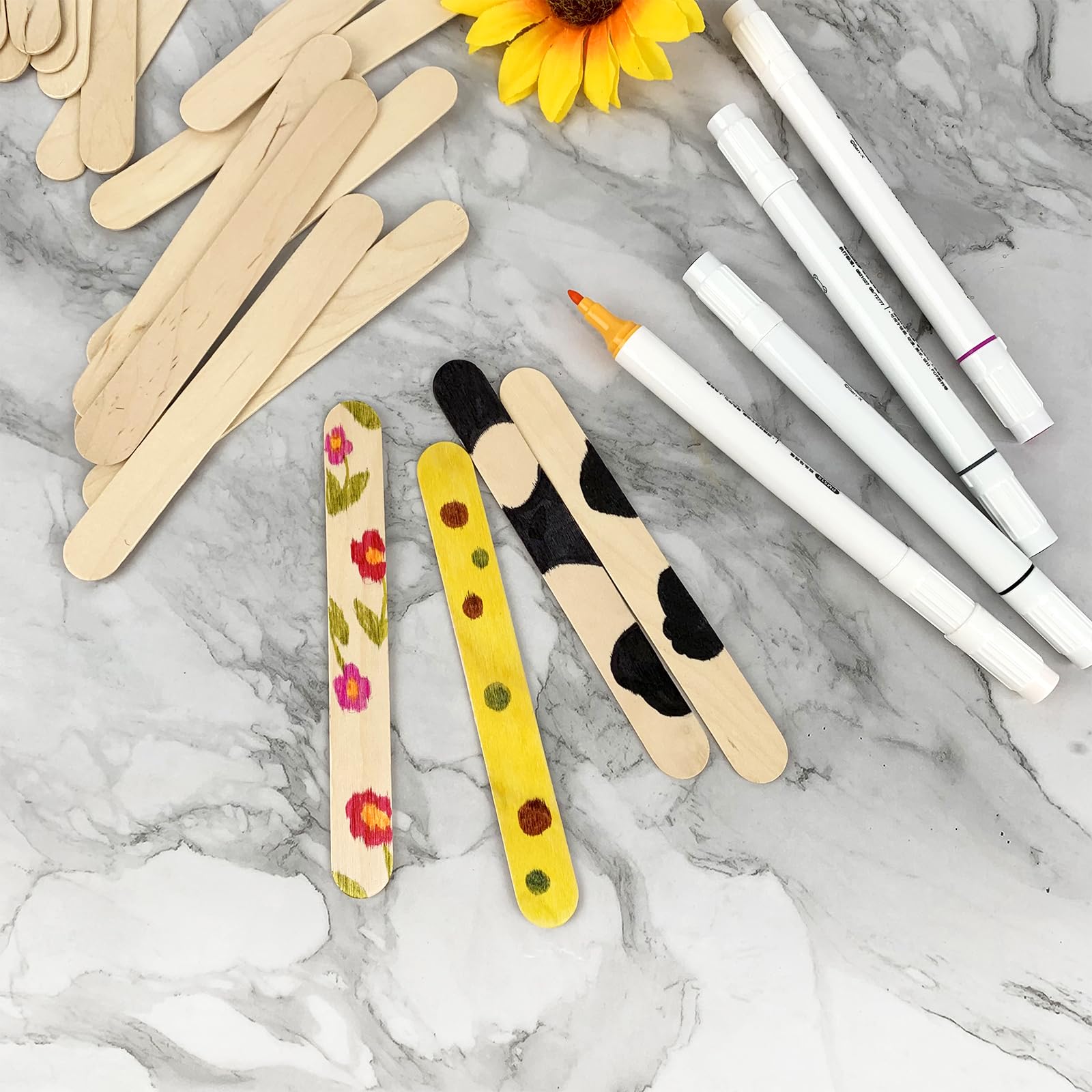 100Pcs Jumbo Wooden Craft Sticks Wooden Popsicle Craft Sticks Stick 6” Long x 3/4”Wide Treat Sticks Ice Pop Sticks for DIY Crafts,Home Art Projects, Classroom Art Supplies