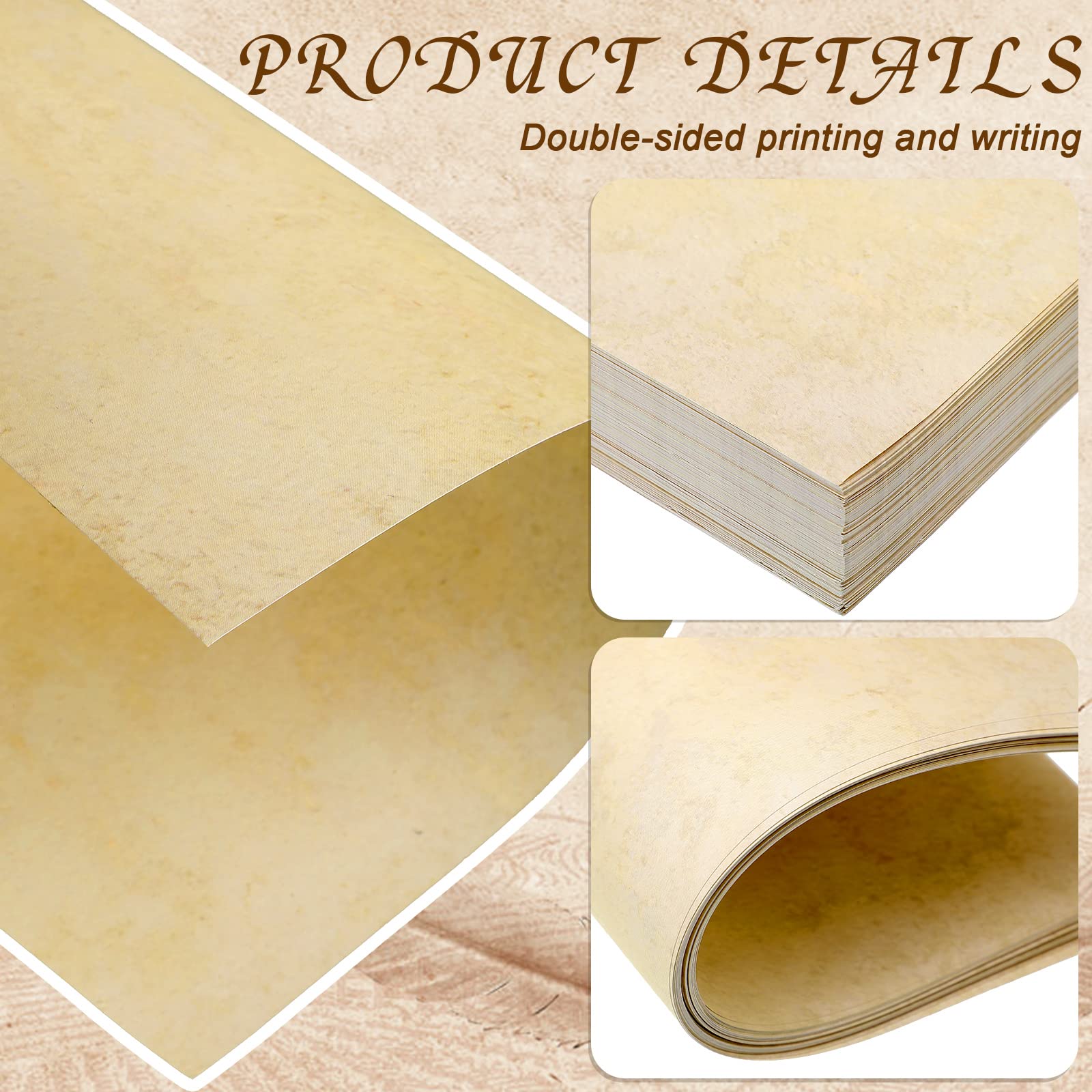 Fainne 300 Sheet Vintage Parchment Paper 8.5 x 11 Inch Certificate Paper Textured Old Paper Double Side Printing Parchment Paper for Certificates Scrapbooking Invitations Crafts