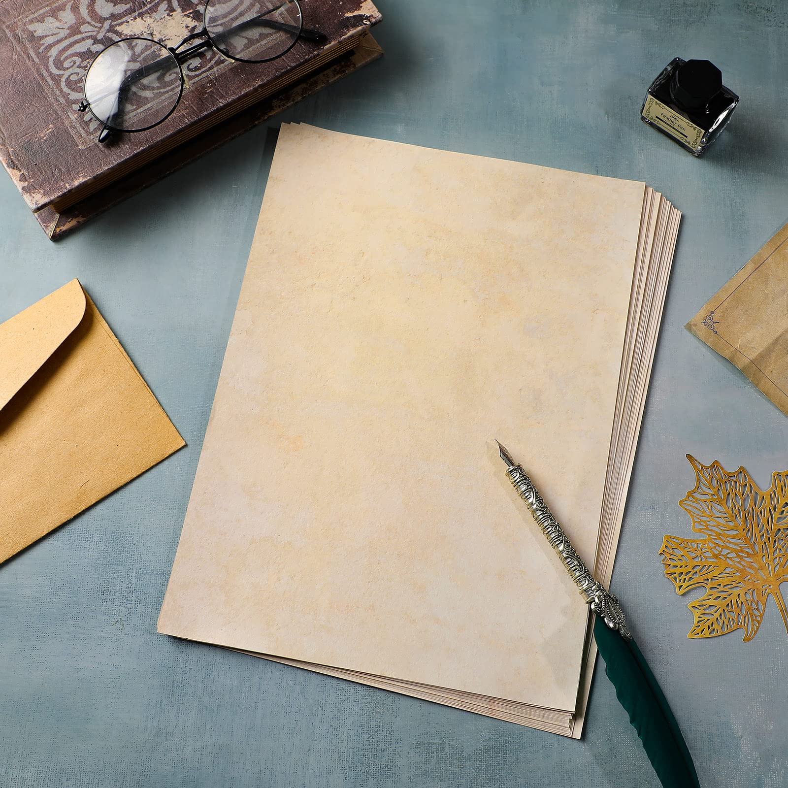 Fainne 300 Sheet Vintage Parchment Paper 8.5 x 11 Inch Certificate Paper Textured Old Paper Double Side Printing Parchment Paper for Certificates Scrapbooking Invitations Crafts