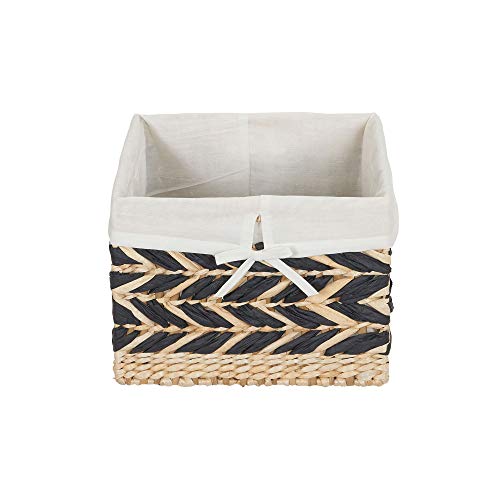 Household Essentials Brown Rectangle Woven Wicker Storage Basket with Liner | Black