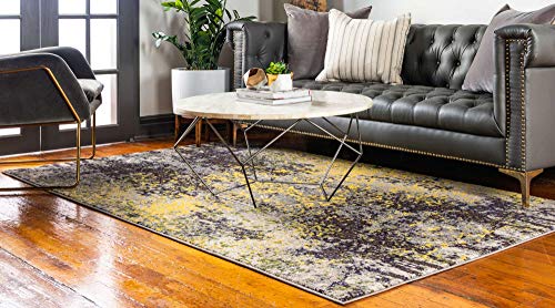 Unique Loom Estrella Collection Distressed, Abstract, Dark Colors, Modern Area Rug, 3 ft 3 in x 5 ft 3 in, Gray/Beige