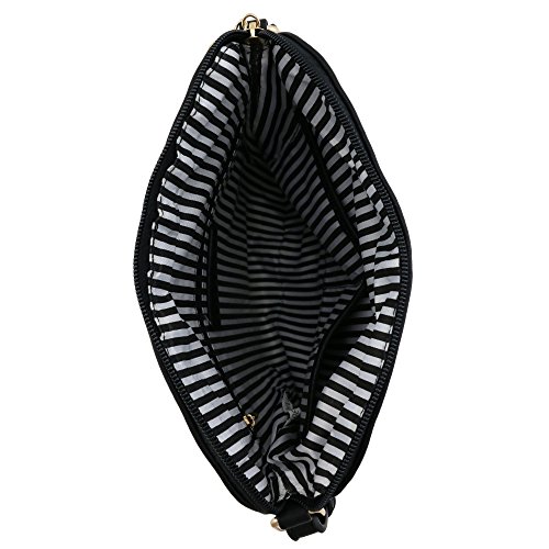 FashionPuzzle Tassel Zip Pocket Crossbody Bag (Beige/Black)