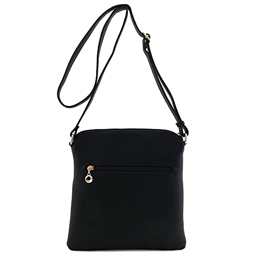FashionPuzzle Tassel Zip Pocket Crossbody Bag (Beige/Black)