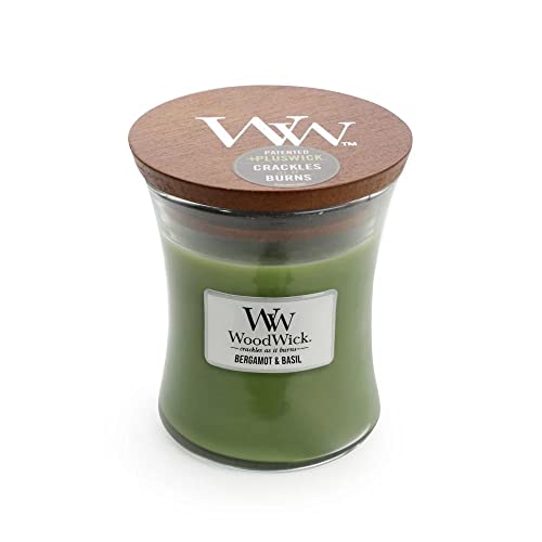 WoodWick Bergamot/Basil Pluswick Medium Hourglass Candle, 10 oz.