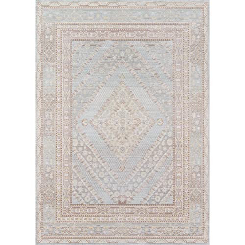 Momeni Isabella Traditional Geometric Flat Weave Area Rug, 4 ft 0 in x 6 ft 0 in, Blue