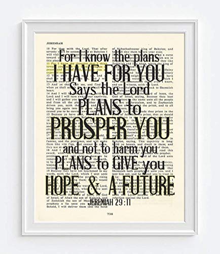 Joshua 1:9, Proverbs 3:5, Jeremiah 29:11, Philippians 4:13 Christian Art Prints, Set of 4, Unframed, Bible Verse Scripture Wall Decor Poster, 8x10 Inches