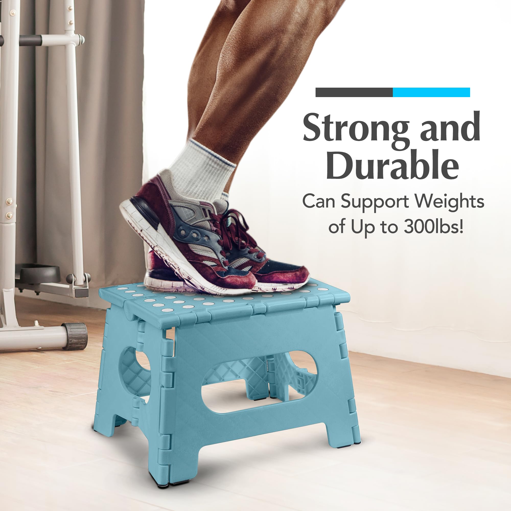 Handy Laundry Folding Lightweight Step Stool is Sturdy Enough to Support Adults and Safe Enough for Kids. Opens Easy with One Flip. Great for Kitchen, Bathroom or Bedroom. (Teal)