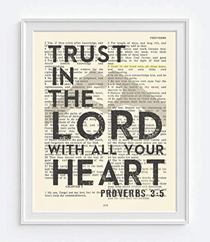 Joshua 1:9, Proverbs 3:5, Jeremiah 29:11, Philippians 4:13 Christian Art Prints, Set of 4, Unframed, Bible Verse Scripture Wall Decor Poster, 8x10 Inches