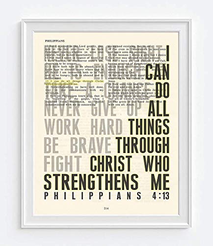Joshua 1:9, Proverbs 3:5, Jeremiah 29:11, Philippians 4:13 Christian Art Prints, Set of 4, Unframed, Bible Verse Scripture Wall Decor Poster, 8x10 Inches