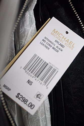 MICHAEL Michael Kors Womens Hyland Leather Satchel Handbag Black Medium