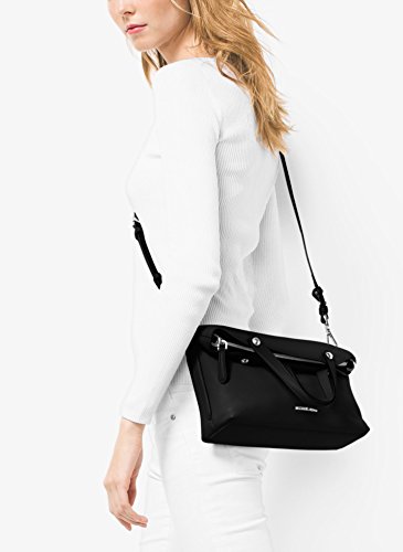 MICHAEL Michael Kors Womens Hyland Leather Satchel Handbag Black Medium