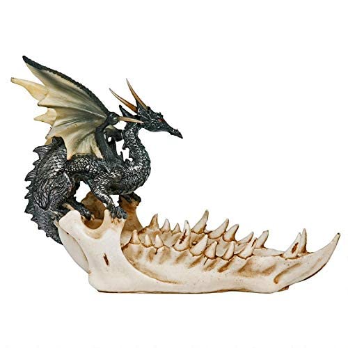 Design Toscano QS91305 Jaw of the Dragon Offering Dish Gothic Statue, 9 Inch, Polyresin, Full Color