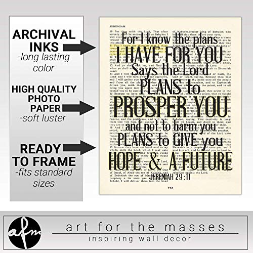 Joshua 1:9, Proverbs 3:5, Jeremiah 29:11, Philippians 4:13 Christian Art Prints, Set of 4, Unframed, Bible Verse Scripture Wall Decor Poster, 8x10 Inches