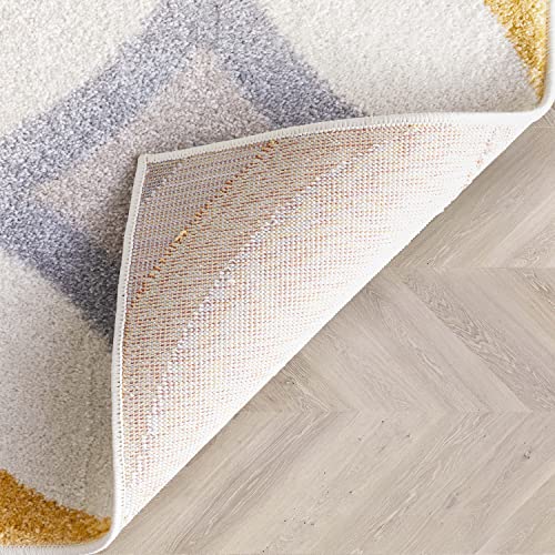 Well Woven Mystic Perla Gold Modern Geometric 5'3" x 7'3" Distressed Area Rug, 5 ft (3 in) x 7 ft (3