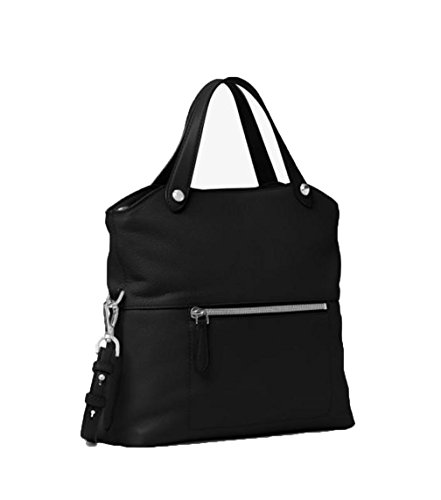 MICHAEL Michael Kors Womens Hyland Leather Satchel Handbag Black Medium