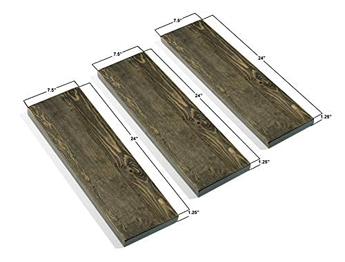 Mark One Home Goods 3 Tier Wood Shelves with Black Pipe Brackets (Walnut, 3 Tier)