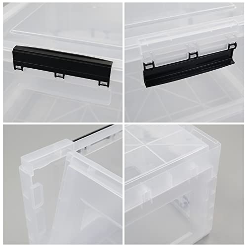 Qskely 30 L Clear Plastic Collapsible Storage Crate, Folding Storage Box with Lid, 4-Pack