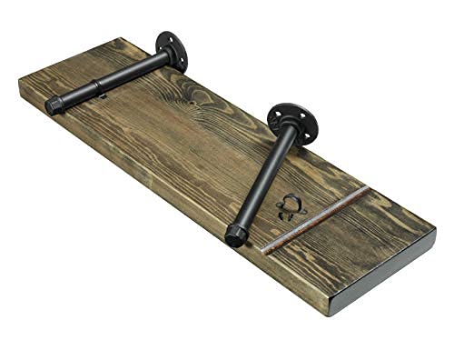 Mark One Home Goods 3 Tier Wood Shelves with Black Pipe Brackets (Walnut, 3 Tier)