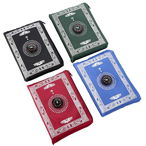 Anlising 4 Pieces Portable Travel Prayer Mat with Compass, Waterproof Polyester Prayer Rug, Muslim Travel Prayer Mat, for Ramadan Gifts (60cm×100cm)