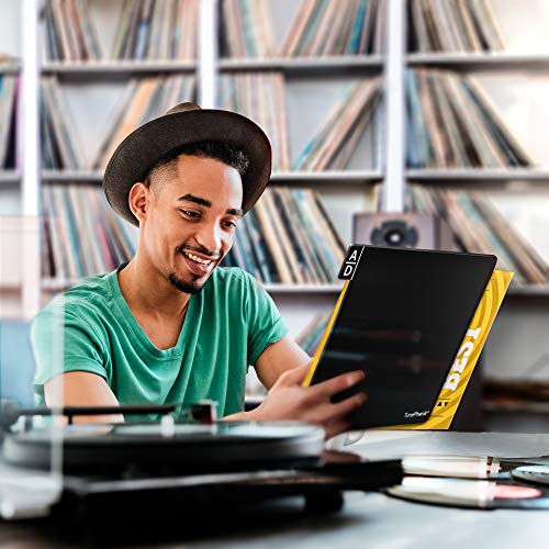 TunePhonik Horizontal Laser Cut Acrylic Record Organizers for Vinyl LPs up to 12β Includes Six Dividers - Black