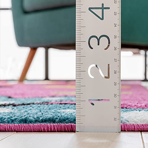 Well Woven StarBright Daisy Butterflies Modern Abstract Pink 3'3" x 5' Kids Area Rug