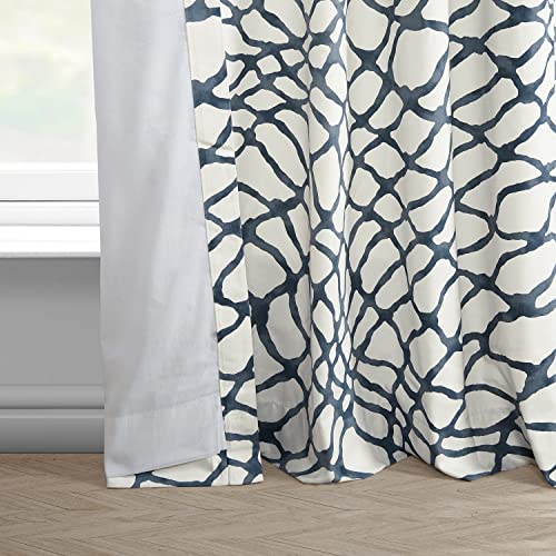 HPD Half Price Drapes Printed Cotton Twill Curtains For Room Décor 50 X 108 (1 Panel), PRTW-D50C-108, Ellis Blue
