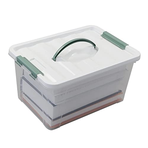 Saedy 14 Quart Plastic Storage Bin with Lid, Clear Latching Box, 6 Packs