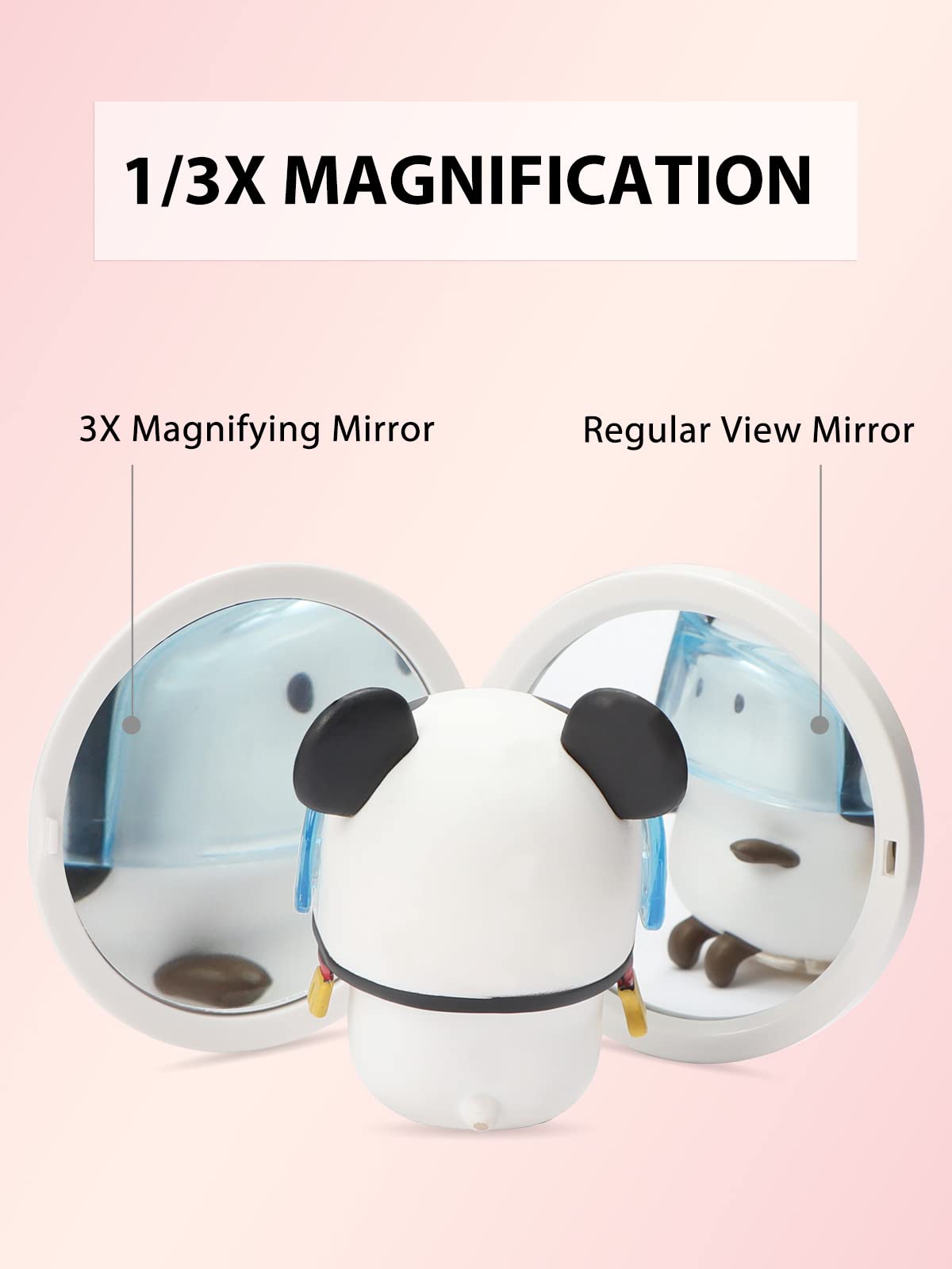 Getinbulk Compact Mirror Bulk, Set of 12 Double-Sided 1X/3X Magnifying PU Leather Round (Pink, 2.7 in Diameter)