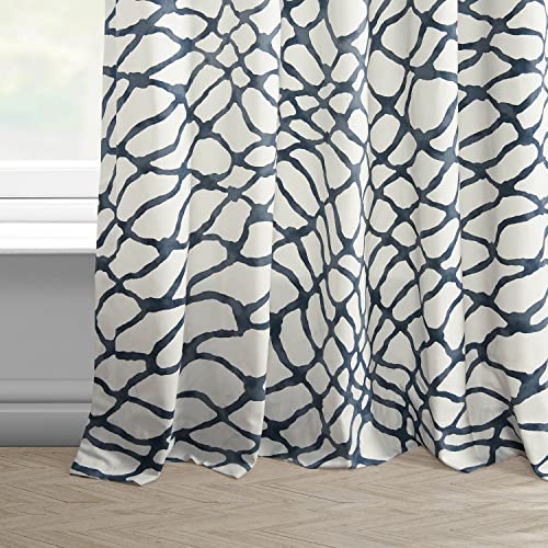 HPD Half Price Drapes Printed Cotton Twill Curtains For Room Décor 50 X 108 (1 Panel), PRTW-D50C-108, Ellis Blue